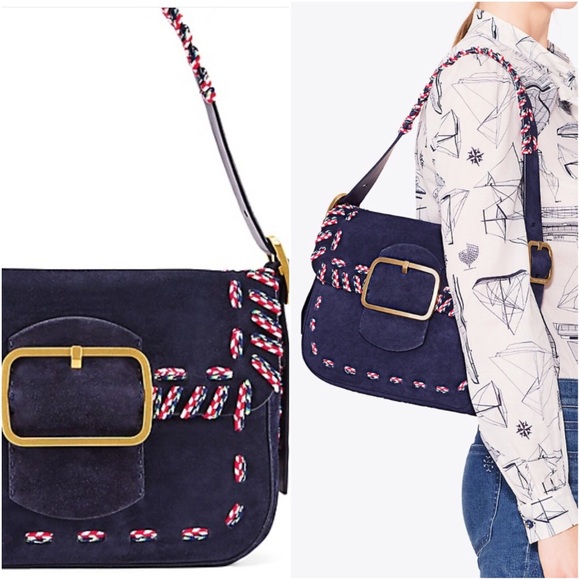 Tory Burch | Bags | Tory Burch Sawyer Stitch Suede Shoulder Bag | Poshmark
